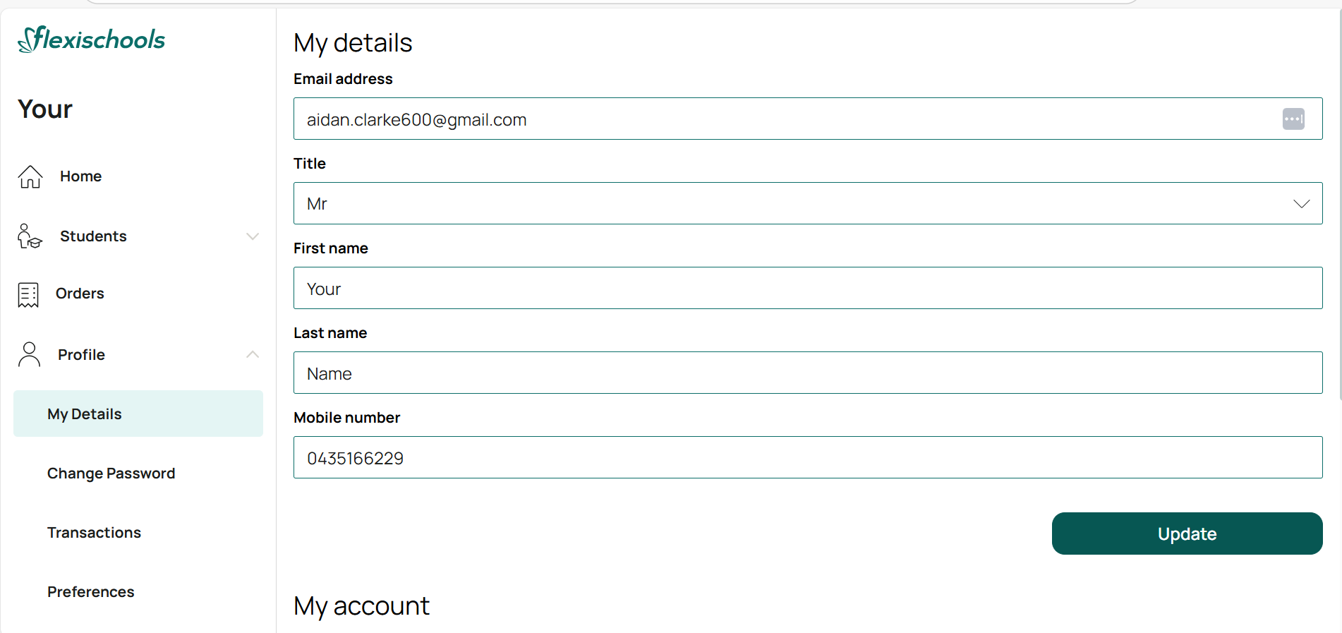 How do I update my personal information?