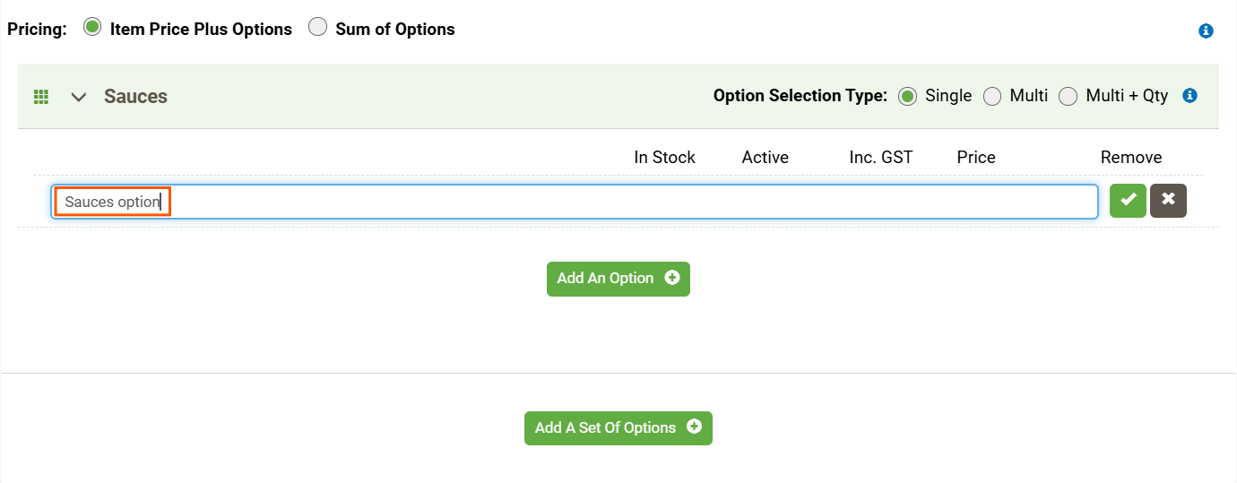 How to add and manage item options