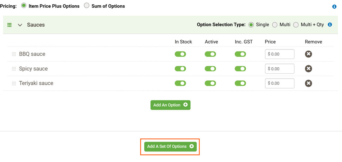 How to add and manage item options