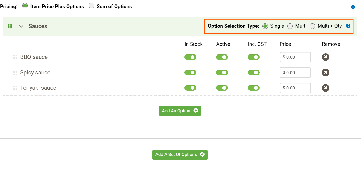 How to add and manage item options