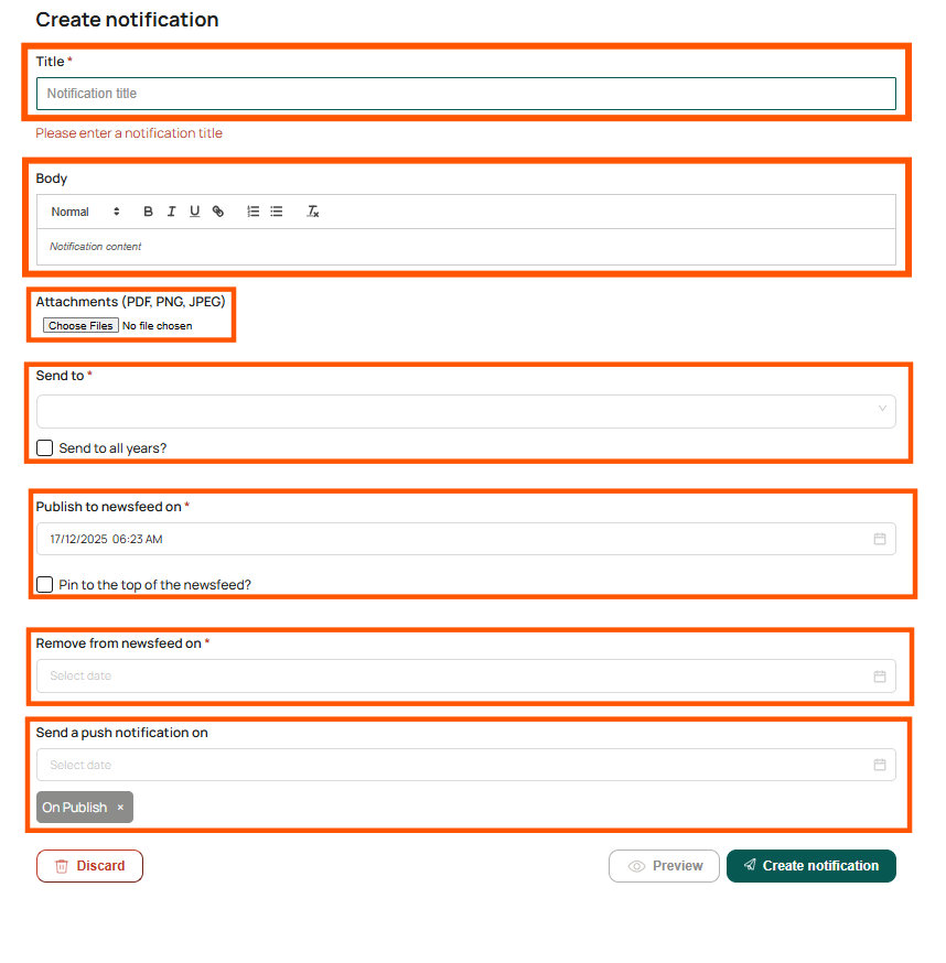 How do I use the communications feature to send updates to parents?