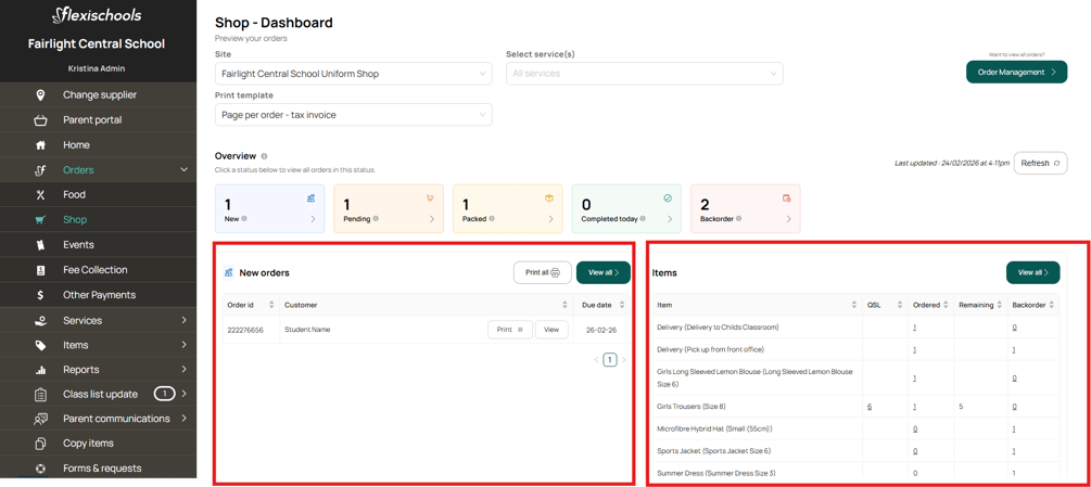 Managing shop orders