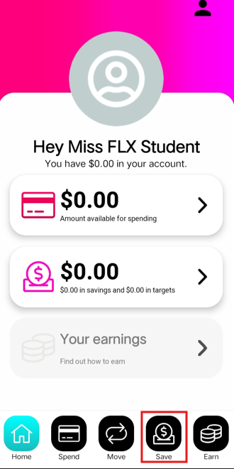 How do I set up Savings and Targets in the FLX App?